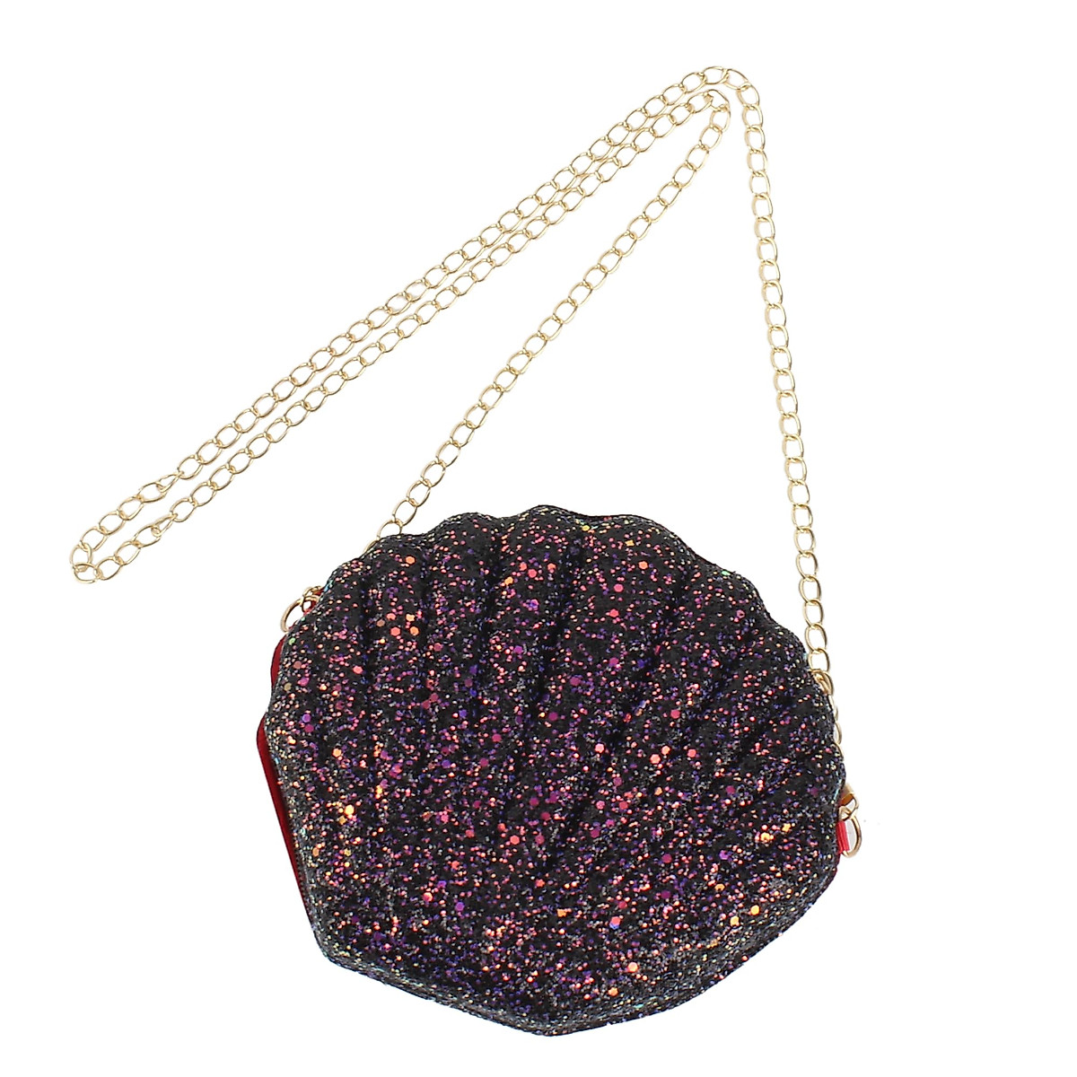 Women Mini Glitter Sequins Seashell Evening Clutch Handbag Chain Strap Cross-body Bag Shoulder Bag