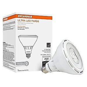 SYLVANIA PAR38 High Output LED Light Bulb, 150W = 25W, Non-Dimmable, Wet Rated, 2500 Lumens, 3000K, White - 1 Pack (74795)
