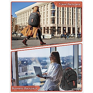 BAGSMART Large Travel Backpack for Women Men,Laptop Backpack Flight Approved Carry On Computer Bag Fits 17 Inch Laptop,Water Resistant Outdoor Backpack for Hiking Business,Black