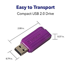 Verbatim 8GB Pinstripe USB 2.0 Flash Drive Retractable Thumb Drive - 5 Pack - Multicolor (Green, Blue, Red, Purple, Cyan)