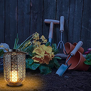 ANRUST Bucket Metal Lanterns Hanging, Outdoor Garden Lanterns, Metal Lantern Table Light Lantern for Garden, Patio, Yard Relaxing Atmosphere on Calm Nights (Black)