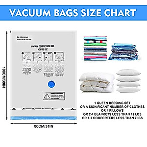 DBDSZYH Vacuum Compression Storage Bags with Hand Pump Reusable Vacuum Sealer Compression Space Saver Bag - 8-Pack (Jumbo)