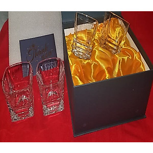 Ridge Whiskey Glass - Set Of 4 Crystal Whiskey Drinking Glasses