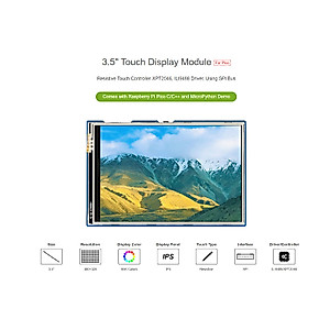 waveshare 3.5inch Touch Display Module for Raspberry Pi Pico 65K Colors 480×320 Pixels Resistive Touch Controller XPT2046 ILI9488 Driver Using SPI Bus