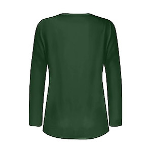 Long Sleeve Shirts for Women Solid Color Button Down Crewneck Tops Loose Casual Basic Blouses Trendy 2023