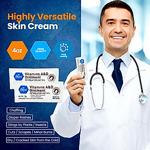 MED PRIDE Vitamins A&D Ointment Diaper Rash Cream Packets Adults AD Skin Protectant 5g Packets 144 Ct Lanolin & Petrolatum for Chafing Cuts Dry Skin