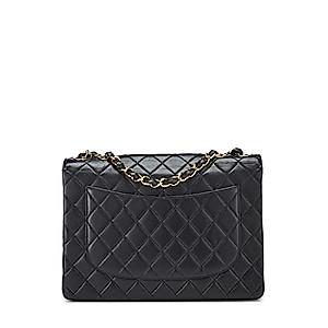 CHANEL, Pre-Loved Black Quilted Lambskin Half Flap Jumbo, Black