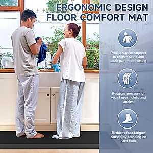 4/5 Inch Thick Kitchen Mat 【2PCS】 Anti Fatigue Mat Kitchen Rugs Kitchen Decor Non-Slip, Stain Resistant, Waterproof Kitchen Mats Desk Mat for Kitchen, Office, Workshop, Black, 17'' x 39''