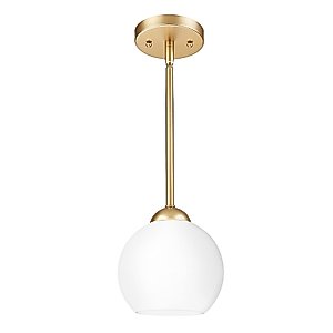 Emak 7 Inch Globe Pendant Lights, Modern Gold Pendant Light Fixtures, 1 Light Hanging Lights with Milk Glass Shade for Kitchen Island, Bathroom, Dining Room, Bedroom, PL119-GD-ML