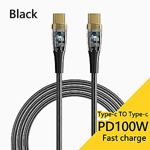 USB C to USB C PD Fast Charging Cable 100W 6ft 4ft Type-C 2.0 for MacBook Pro Air, iPad Pro 2022 2021 iPad Air 5, Tear-Down, Galaxy S22, Note 20, Google Pixel, Switch, Surface Book, Transparent Shell