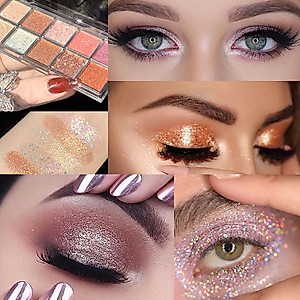 AMY'S DIARY White Glitter Purple Gold Pink Brown Shimmer Eye Eyeshadow Make Up Palette Pallet,10 Colors Glitter Shimmer Eye shadow Palette Makeup for Girl