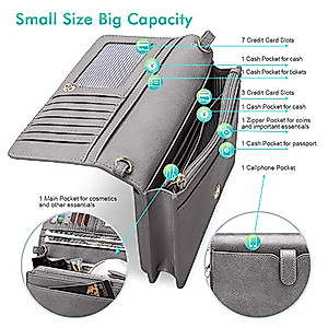 nuoku Women Small Crossbody Bag Cellphone Purse Wallet with RFID Card Slots 2 Straps Wristlet, Grey Bag