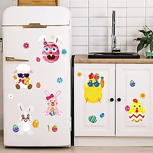 GonLei 24pcs Easter Stickers for Kid, Make-a-face Easter Stickers for Child Easter Egg Farm Animal Rabbit Chicks Sheeps DIY Sticker for Crafts Family Schools Classroom Activities Party Favor Supplies