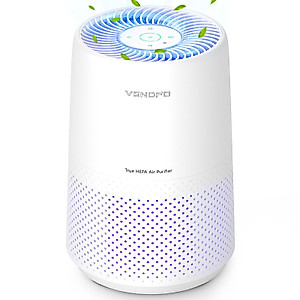 VENDFO Air Purifiers for Bedroom, H13 HEPA Air Purifiers - 24dB Ultra-Quiet Sleep Mode, 360° Outlet Air Cleaner, 99.97% Particle Capture - Perfect for Home, Smoker, Allergies, VF10 (Cream White)