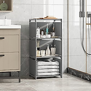 RIIPOO Storage Cube Shelves, 3-Cube Organizer Shelf for Bedroom Closet, 4-Layer Small Bookshelf, Bookcase Unit for Small Spaces