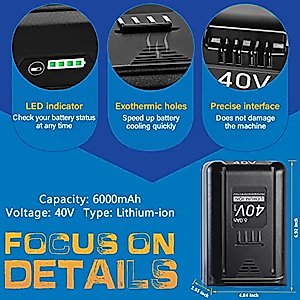 CaliHutt 【Upgrade 40V 6.0Ah Replacement Battery for Kobalt 40V MAX 2540C-06 High Capacity Lithium-ion Battery KB440-03 KB2540C-06 KB640-03 KB240-06 for Cordless Power Tools