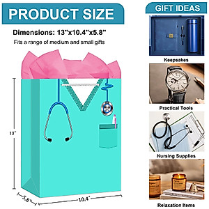 WHATSIGN Nurse Graduation Gifts Bag,Nurse Doctor Graduation Gift Bag,13" Large Gift Bag with Tissue Paper and Card for Nurse Doctor Medical School Graduate,Occupational Therapist,Nurses Party Supplies