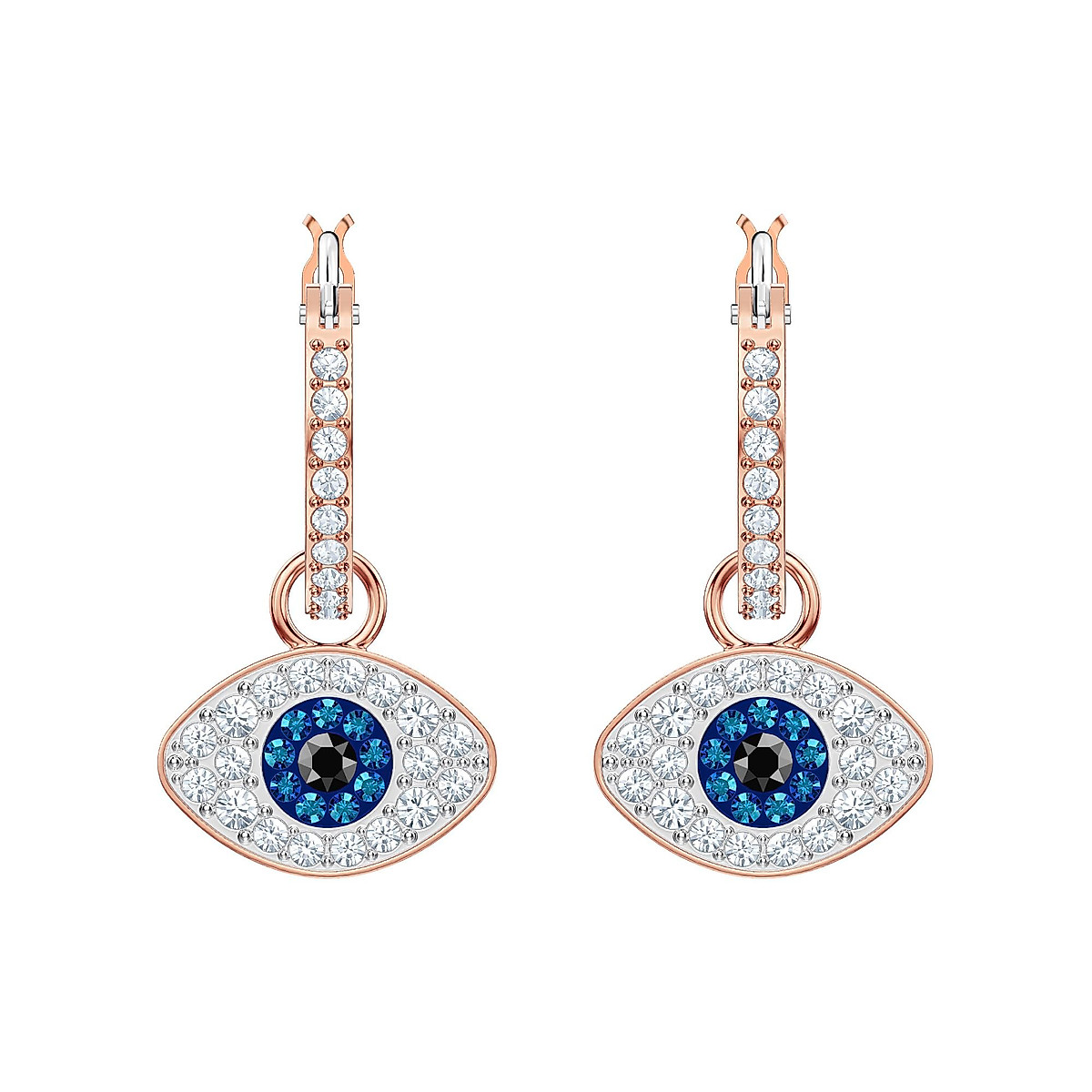 SWAROVSKI Unisex Symbolic Evil Eye Hoop Pierced Earrings, Rose-Gold Tone 5425857