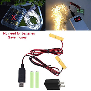fengchensety Universal 1m Dual AAA Battery Eliminator US Plug USB Power Supply Adapter Replace 1.5V AAA 3V 2AAA 4.5V 3AAA 6V 4AAA Battery for Household Electric Toys Fan Holiday Lights and More
