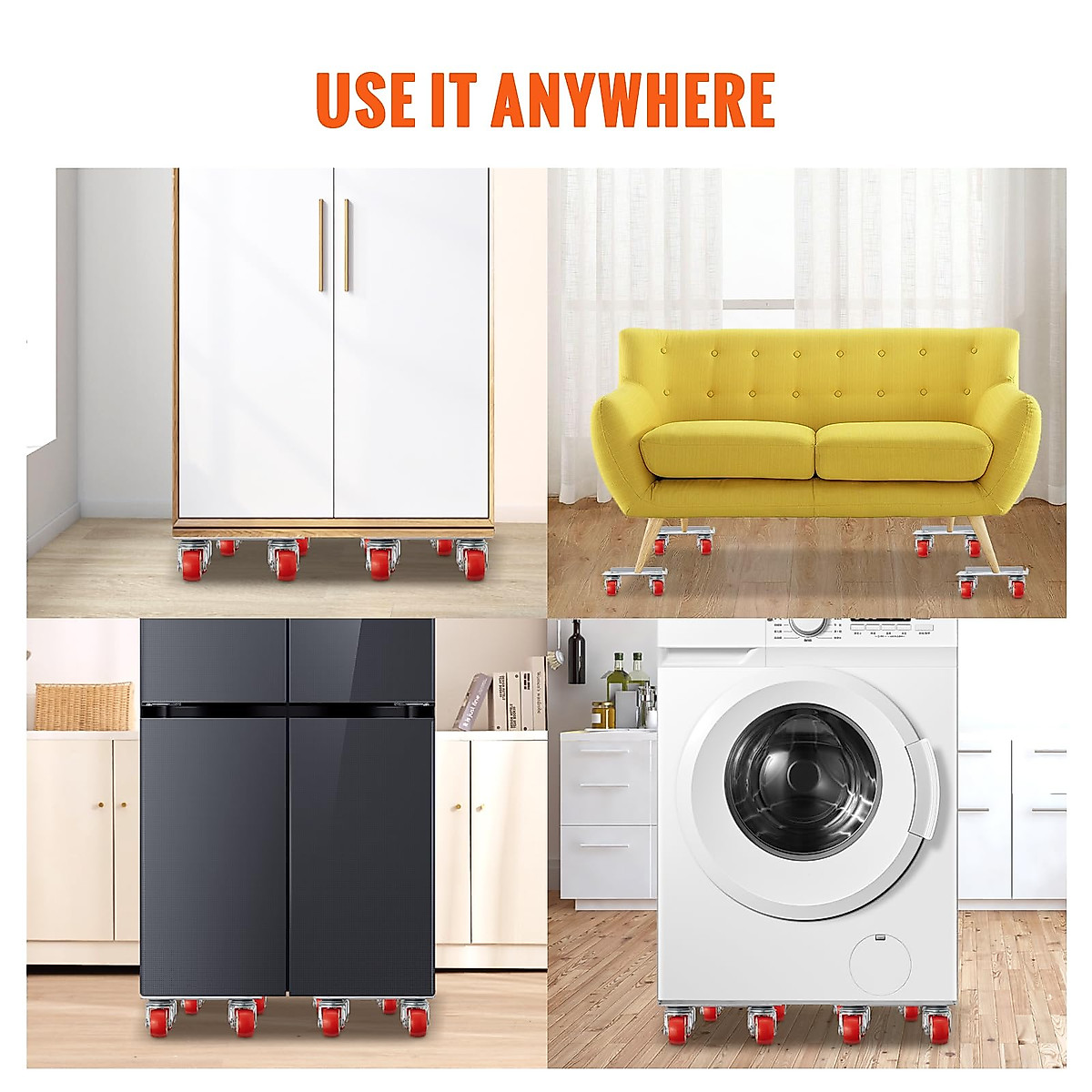 VEVOR Furniture Dolly, Furniture Moving Dollies with 360° PP Swivel Wheels & Carbon Steel Panel, 680 Lbs Capacity Furniture Lift Mover Tool Set for Moving Heavy Furniture Refrigerator Sofa