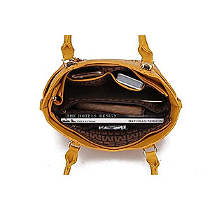 MKF Shoulder Bag for Women: PU Leather Tote Satchel Handbag – Crossbody Top-Handle Purse, Ladies Fashion Pocketbook Mustard