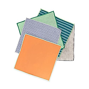 Full Circle Renew Collection Multifunctional Recycled Microfiber Cloths, Set of 5, Multicolor