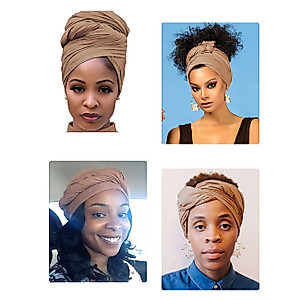 Harewom 3PCS Head Wraps for Black Women Turban Headwraps Stretchy African Hair Wraps Soft Jersey Head Scarf Tie Headbands Pack for Dread Locs Natural Hair