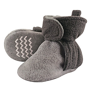 Hudson Baby Unisex-Baby Cozy Fleece Booties Slipper Sock, Charcoal Heather Gray, 12-18 Months