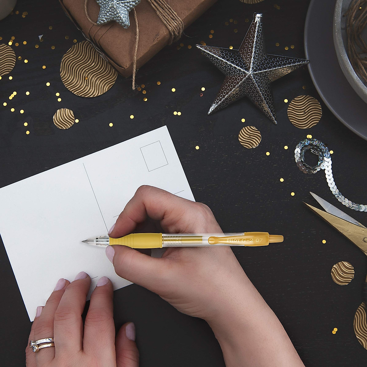 PILOT G2 Metallics Refillable and Retractable Rolling Ball Gel Pens, Fine Point, Assorted Color Inks, 8-Pack Pouch (34405)