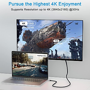 PEUZAVA 4K DisplayPort to HDMI Cable 6ft, Premium DP to HDMI Braided High Speed Cord Compatible with Computer Desktop Laptop PC Monitor Projector HDTV