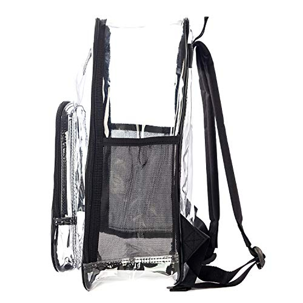 NiceAndGreat Heavy Duty Clear Backpack See Through PVC Stadium Security Transparent Workbag | Black