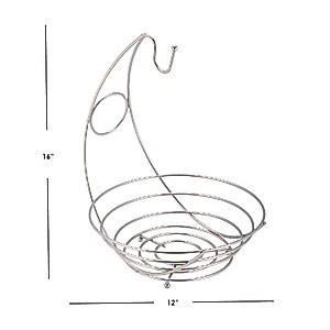 Home Basics Satin Nickel Fruit Bowl with Banana Tree