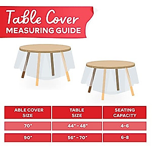 XFasten Heavy-Duty Clear Vinyl Round Table Cloth Cover Protector, 0.3 mm Thick, 70-Inch Transparent Round Plastic Table Cover Protector Pad