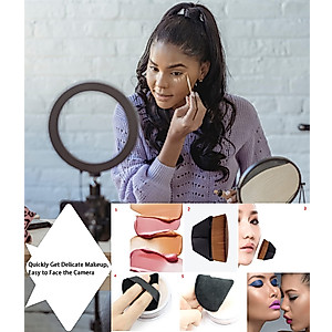 Triangle Powder Puff, 6+1 Pieces Makeup Powder Puffs and Kabuki Foundation Brush, Soft Velour Powder Puffs for Face and Body Foundation Sponge, Setting Powder Puff Wet Dry Makeup Tool