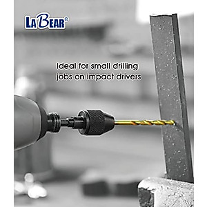LaBear Drill Chuck Keyless Mini 3-Jaw Adapter with Quick-change 1/4" Hex Shank to Hold 1.5-6mm Alloy Black Drill Bits Milling Cutters