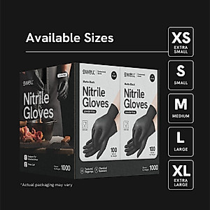 OWELL Black Nitrile Gloves Disposable Latex Free – 4 mil Nitrile Gloves MEDIUM Disposable Gloves Black Cooking Gloves Disposable Food Safe Powder Free Latex Free Gloves (MEDIUM - 100 Count)