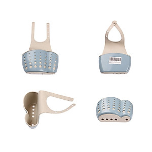 Hanleydepot sink caddy sponge holder for kitchen sink faucet hanging caddy organizer for sponge, brush, soap and towel Blue