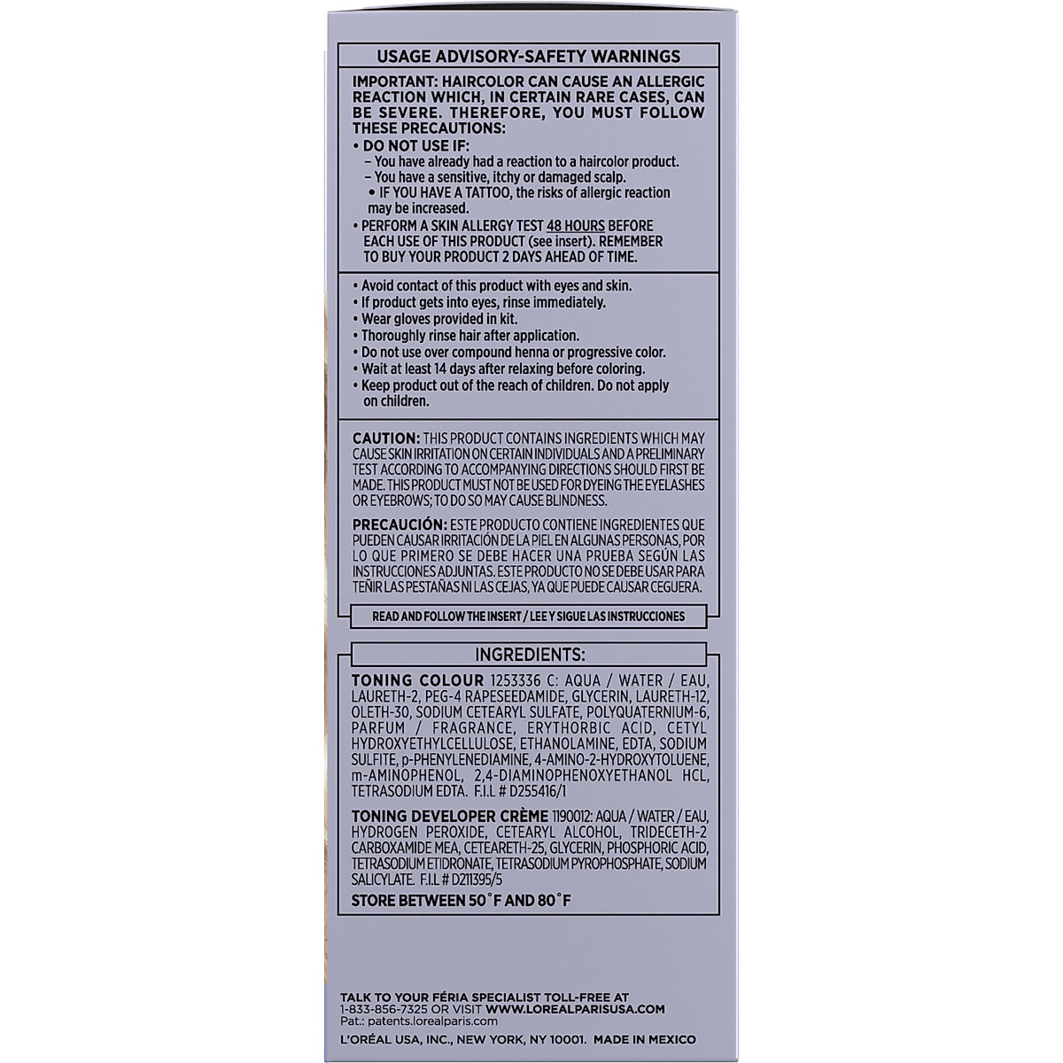 L’Oréal Paris Feria Long-Lasting Anti Brass Power Hair Toner, Ammonia Free Demi Permanent Hair Color, Pearl Blonde Hair Toner, 1 Application