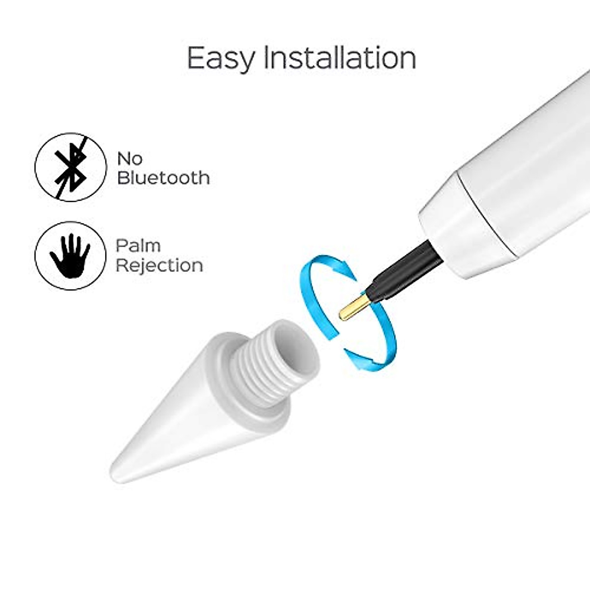 AT-Mizhi 2ND Gen Stylus for iPad,Compatible with iPad Pro12.9&iPad Pro11,iPad Air3,iPad7&iPad6,iPad Mini5,Type-C,Auto Sleep,Palm Rejection,Touch On,Rechargeable (Bright)