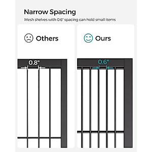 SONGMICS 3-Tier Metal Storage Rack with Wheels, Mesh Shelving Unit with X Side Frames, 23.6-Inch Width, for Entryway, Kitchen, Living Room, Bathroom, Industrial Style, Black UBSC163B01