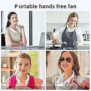 Neck Fan, Portable Fan Personal Fan Hands Free Bladeless Neck Fan 3 Speeds Adjustment 360° Cooling USB Wearable Fan Rechargable Hanging Neck Fan for Women, Men, Office, Travel, Outdoor