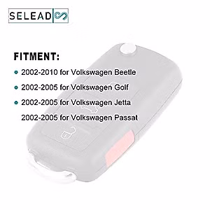 SELEAD Flip Key Fob 4 Buttons Keyless Entry Remote SHELL CASE fit for 2002-2010 for Volkswagen for Golf for Jetta for Passat Antitheft Keyless Entry Systems HLO1J0959753AM 1pc