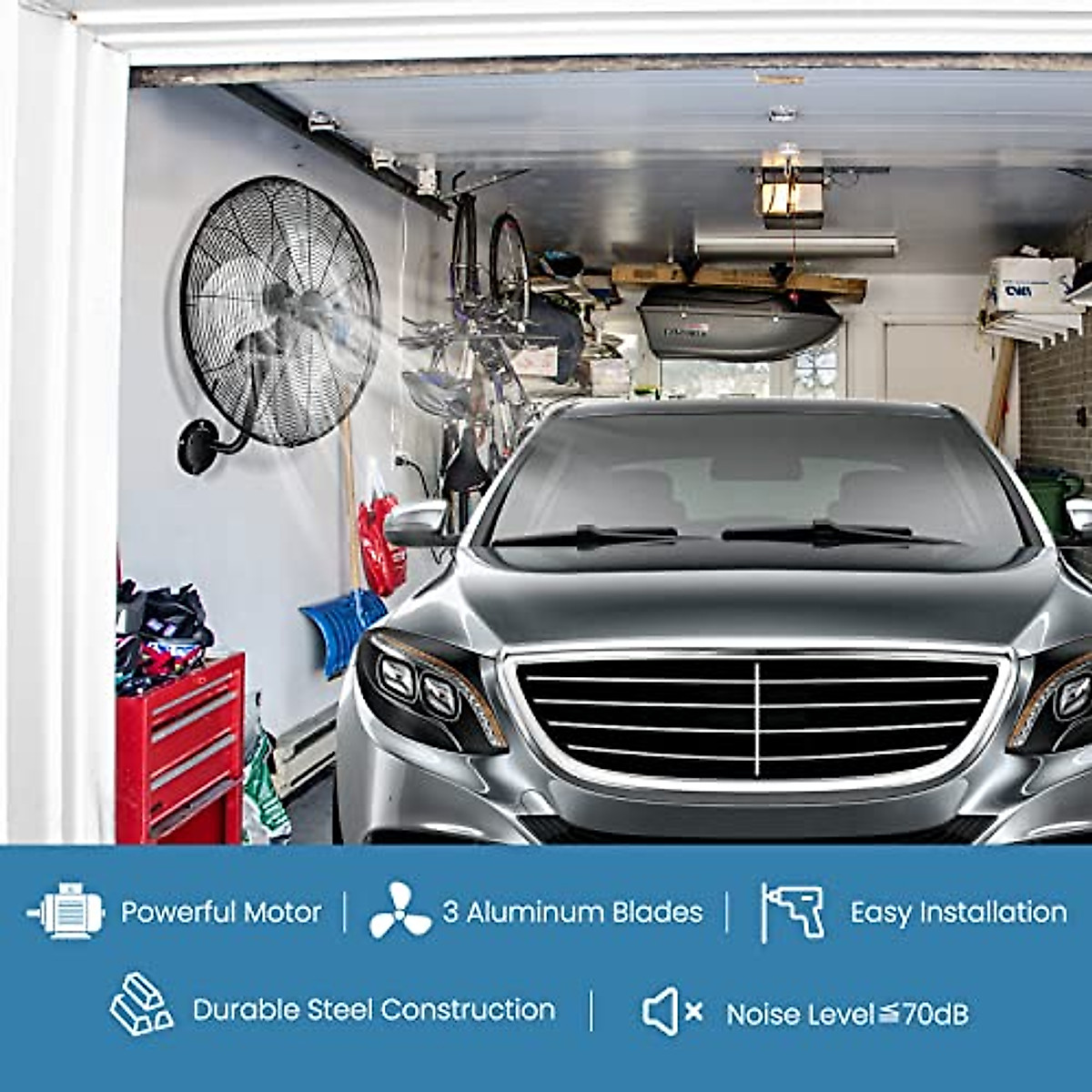 COSTWAY 2-Pack Wall Mount Fan, 21 Inches Heavy Duty Metal Wall Fan with 3 Speeds, 85° Oscillation, 30° Adjustable Tilt Head, Wall-Mounted Aluminum Blades Fan for Garage Warehouse Workshop, Black