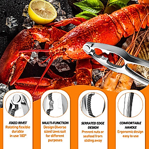 Seafood Crab Crackers and Tools, 21 Pcs Crab Leg Crackers Tools, Lobster Crackers and Picks Set, Crab Utensils Seafood Tools, Crab Forks Scissors Lobster Shellers, mobzio Nut Cracker Set for Crab Legs