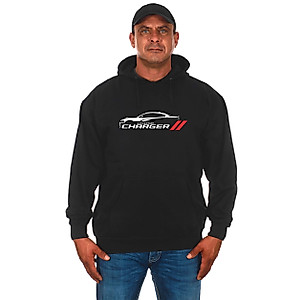 JH DESIGN GROUP Men's Dodge Charger Pullover Hoodie Sweatshirt (as1, alpha, l, regular, regular, Black, Large)