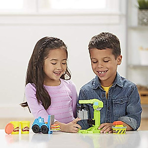 Play-Doh Wheels Crane and Forklift Construction Toys with Non-Toxic Play-Doh Cement Buildin' Compound Plus 2 Additional Colors (Frustration-Free Packaging)