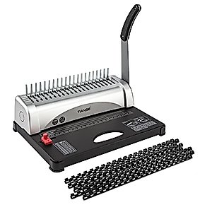 TIANSE Binding Machine, 21-Holes, 450 Sheets, Comb Binding Machines with Starter Kit 100 PCS 3/8'' Comb Bind Spines, Comb Binder Machine Book Maker Perfect for Letter Size, A4, A5 or Smaller Sizes