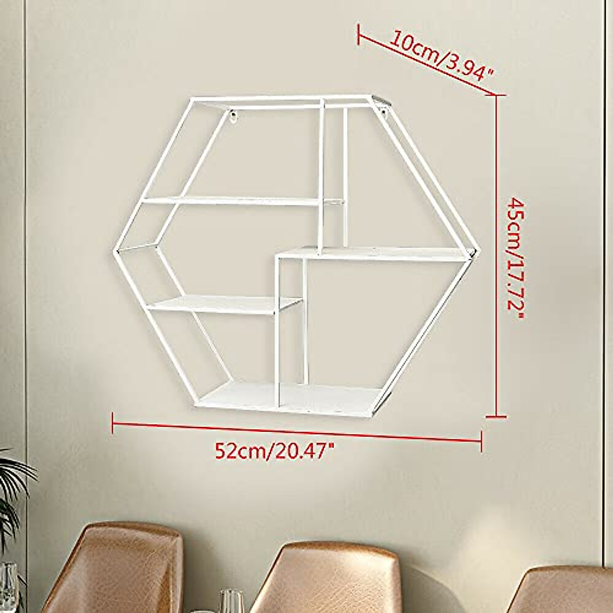 CNCEST White Wall Shelf White Hexagon Shelves Iron Wall Mounted Floating Shelf Shelves Bookshelf Hexagon Shelf Geometric Display Honeycomb Shelves Unit Shelf