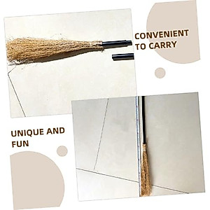 Hemoton 2pcs Witch Broom Halloween Props Witch Halloween Costume Witches Brooms Broomstick Halloween Decoration Halloween Broom Apparel The Outfit Birthday Decoration for Girl Beige Wooden