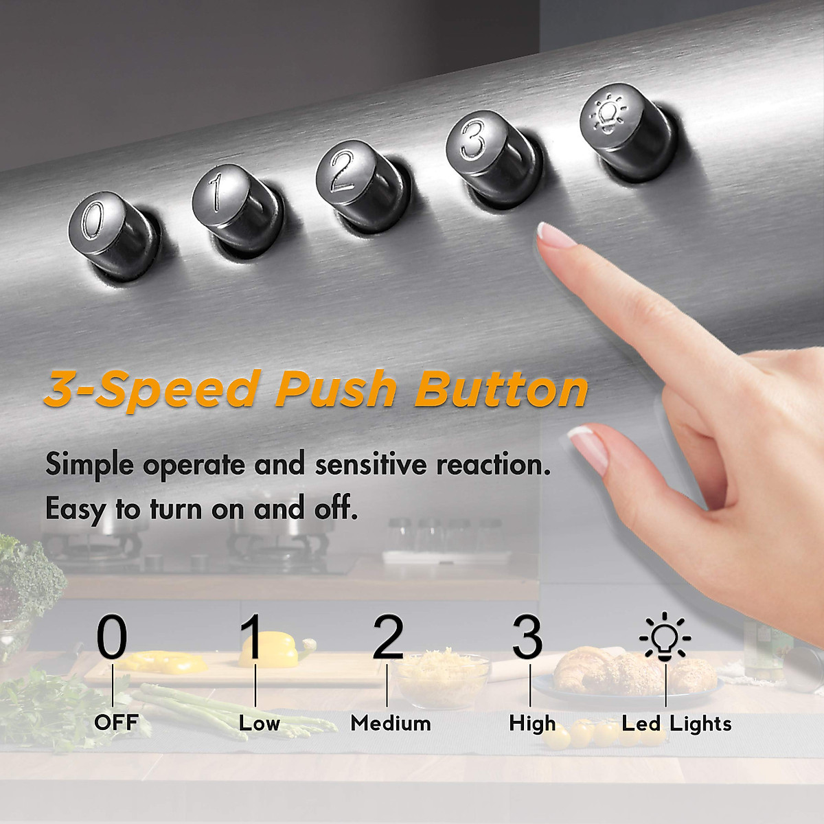 FIREGAS Under Cabinet Range Hood 30 inch, Ducted/Ductless Convertible Kitchen Hood Over Stove Vent, LED Light, 3 Speed Exhaust Fan, Reusable Aluminum Filters, Push Button, with Charcoal Filter